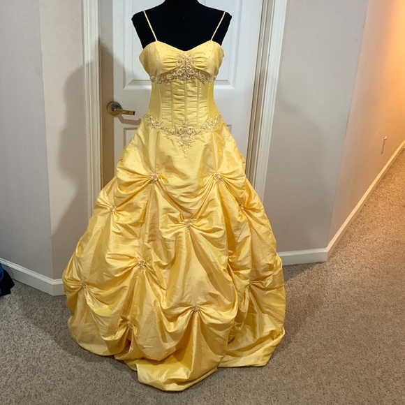 Princess | Dresses | Vtg Princess Yellow Southern Belle Corset Beaded ...